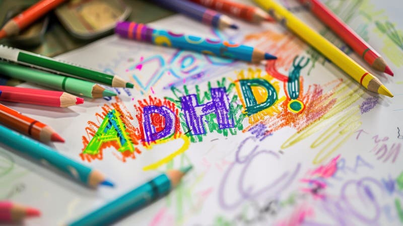 The Crayons and ADHD Drawing.AI Generated Image Stock Image - Image of ...