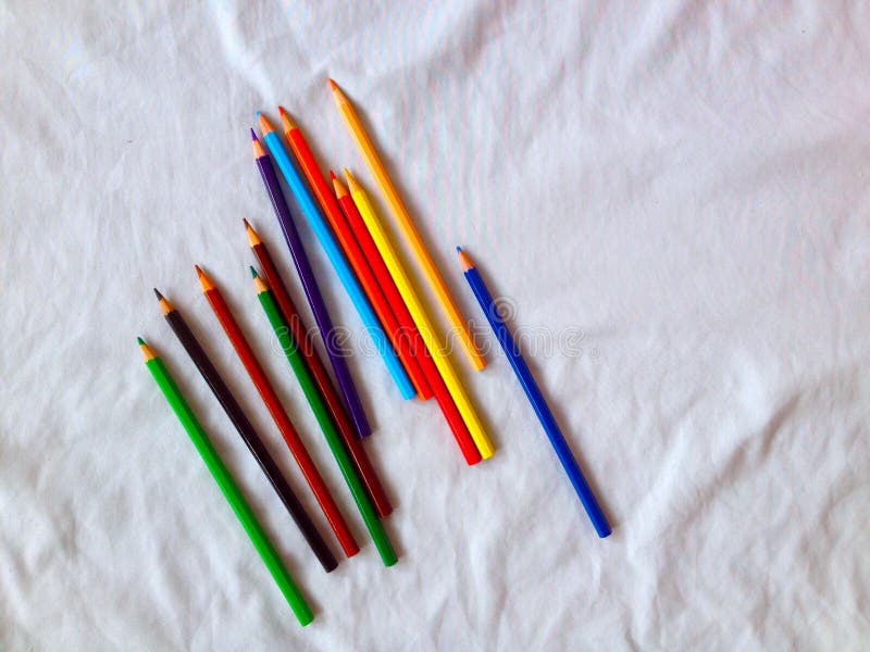 Crayons. Colored Pencils on White Background. Stock Image - Image of ...