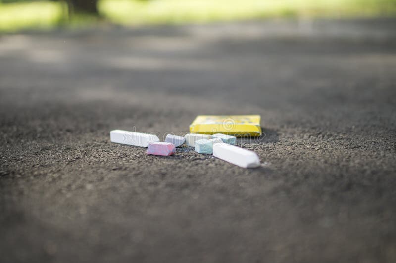 Crayons for Drawing on the Pavement in Summer Stock Image - Image of ...