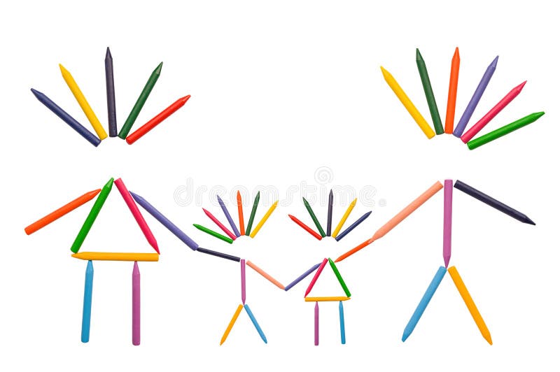 Crayons Family on White stock illustration. Illustration of family ...