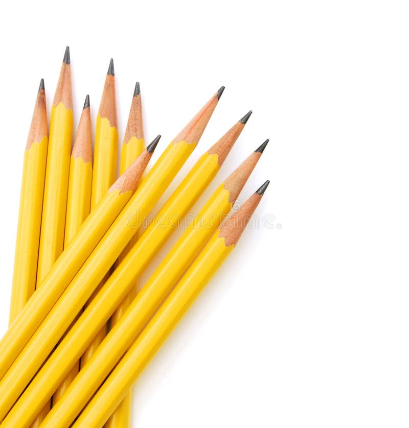 Crayons jaunes image stock. Image du isolement, noir - 28150351