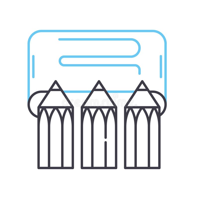 Crayons Line Icon, Outline Symbol, Vector Illustration, Concept Sign ...