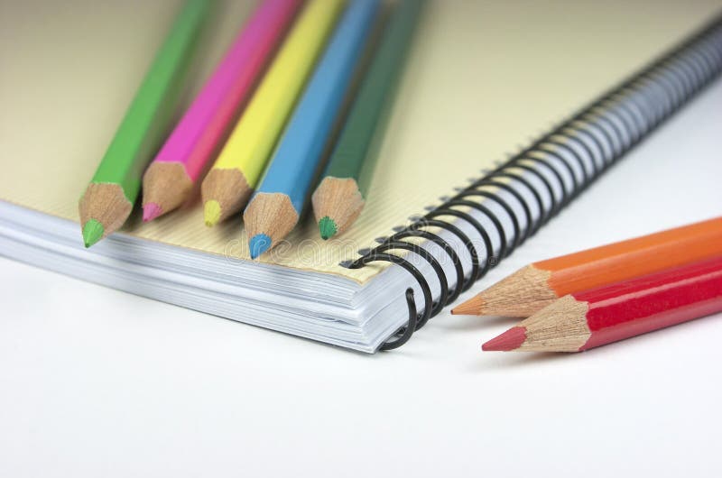 Crayons. Notepad. stock image. Image of notepad, blue - 33728145