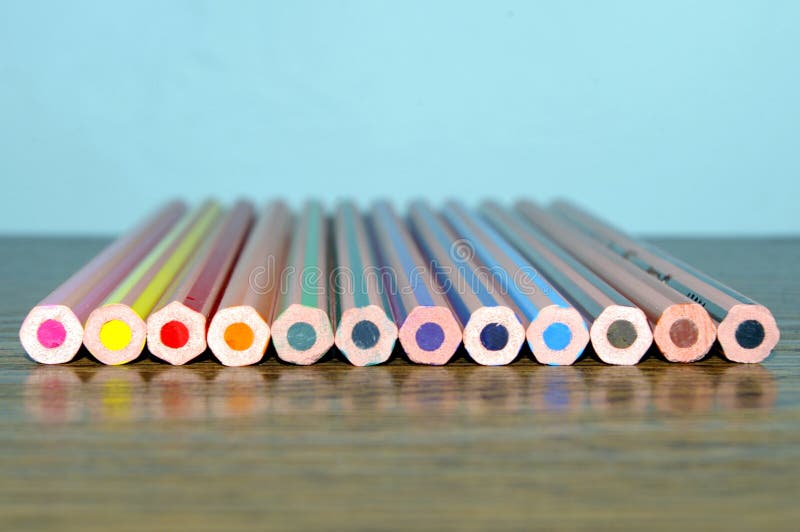 Crayons on table stock image. Image of hobby, drawing - 121057513