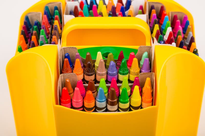 Crayons in Yellow Caddy stock photo. Image of creativity - 89068874