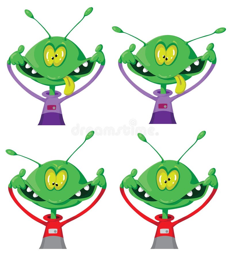 Crazy alien set stock vector. Illustration of grimace - 23727871