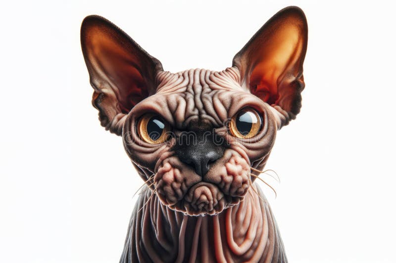 Crazy Angry Disgruntled Sphynx Cat Isolated on White Background. Ai ...