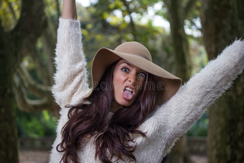 Crazy autumn girl stock image. Image of fashionable, attractive - 34390895