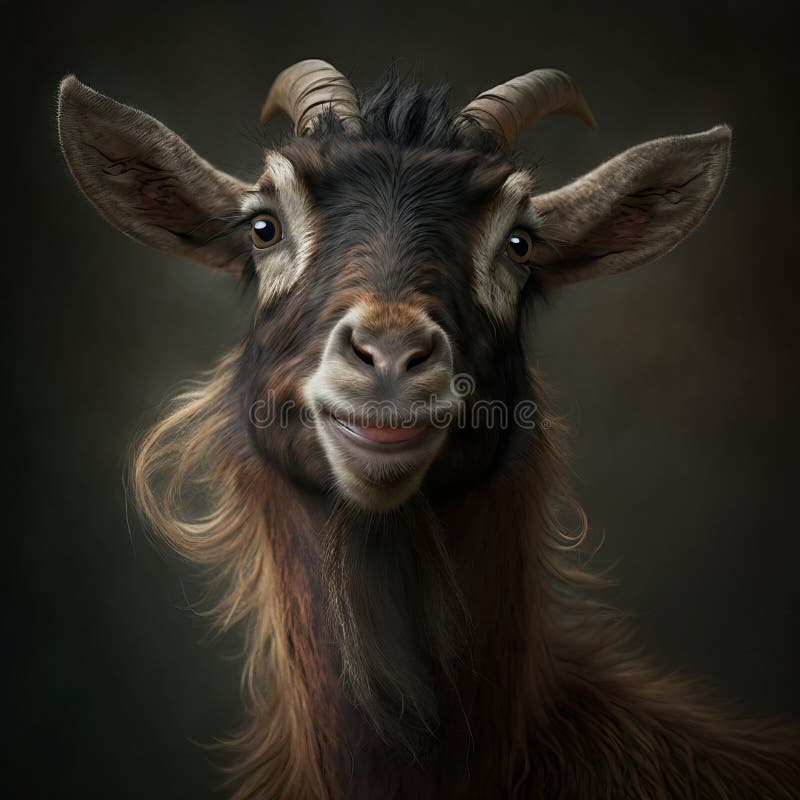 Crazy black goat portrait stock illustration. Illustration of humor ...