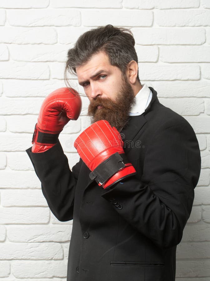Crazy Business Man Conflict And Fight Concept Businessman Ready To