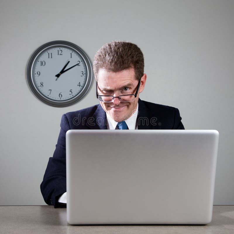 Crazy Businessman on Laptop Computer Stock Image - Image of suit ...