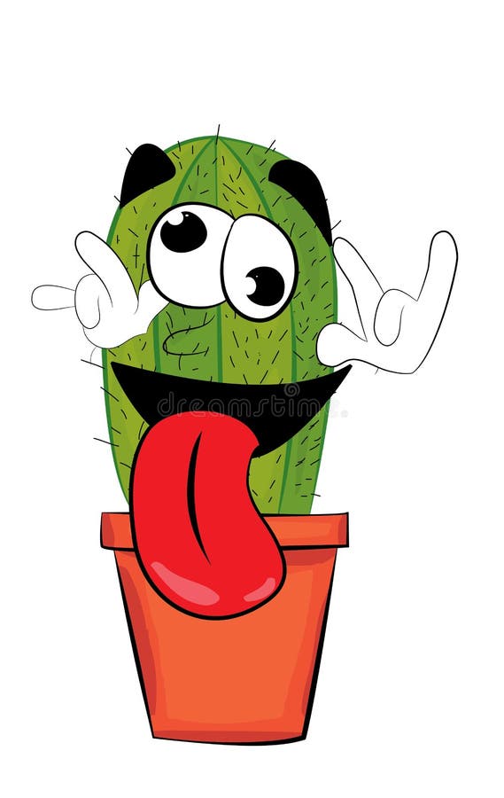 Crazy cactus cartoon stock illustration. Illustration of character ...