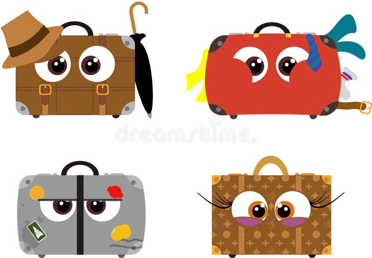 Crazy cartoon luggage stock illustration. Illustration of packing ...