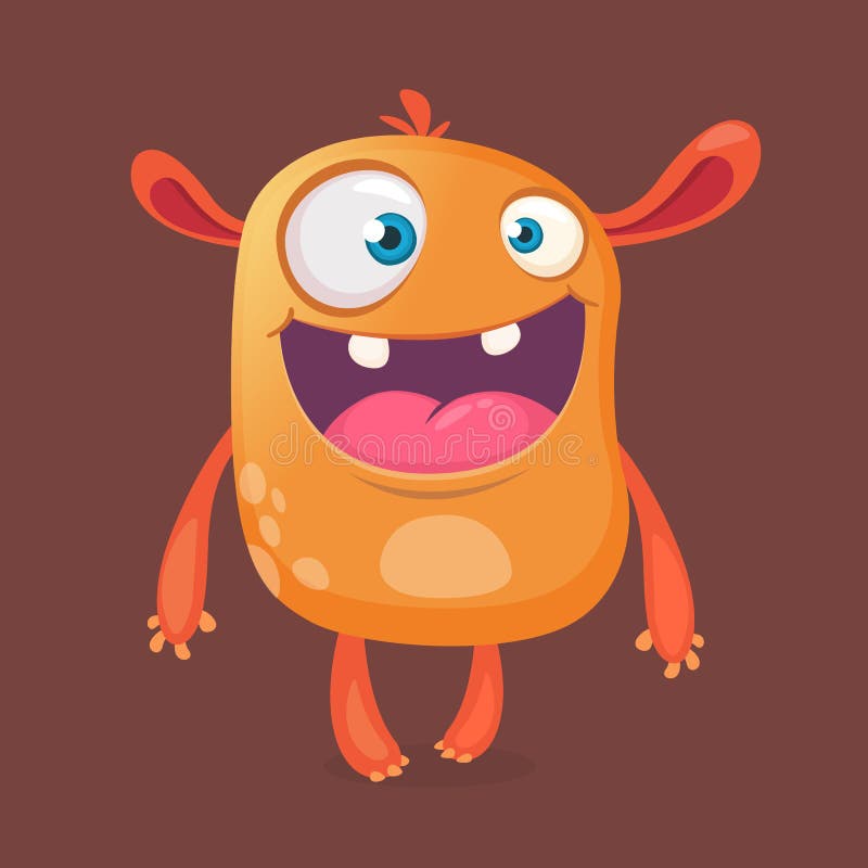 Crazy Cartoon Monster. Vector Orange Monster. Halloween Design. Stock ...