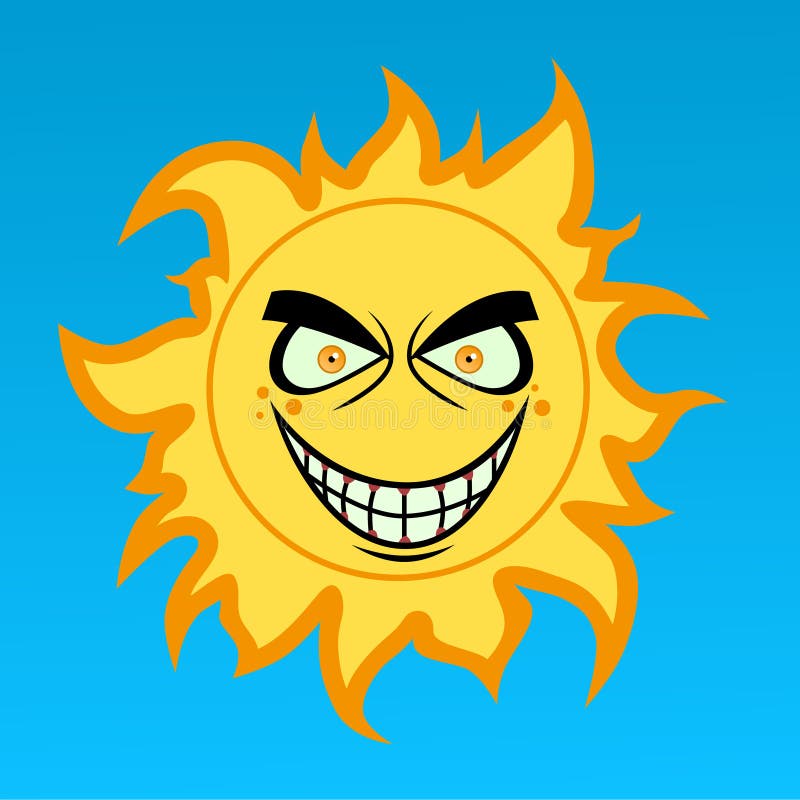 Crazy cartoon sun stock vector. Illustration of vector - 66704371