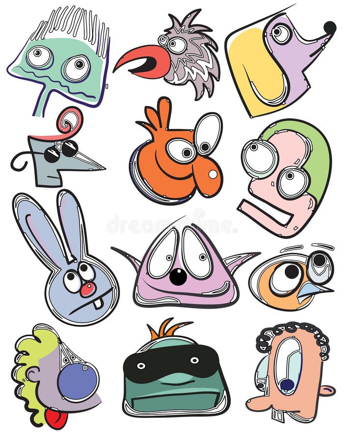 Crazy cartoons stock vector. Illustration of head, abstract - 11037957