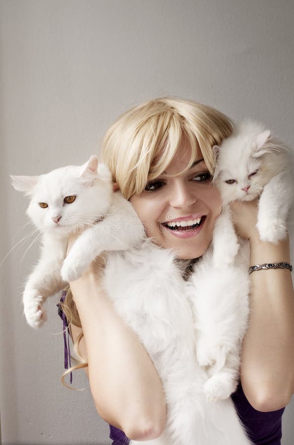 Crazy cat lady stock image. Image of fluffy, adorable - 38409685