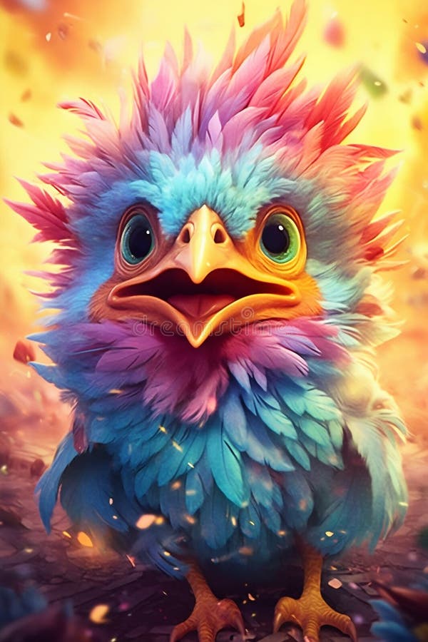 Crazy Chicken on a Colorful Background. Generative Ai Stock ...