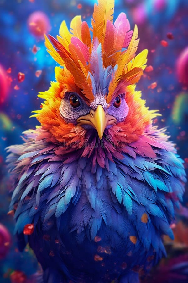 Crazy Chicken on a Colorful Background. Generative Ai Stock ...