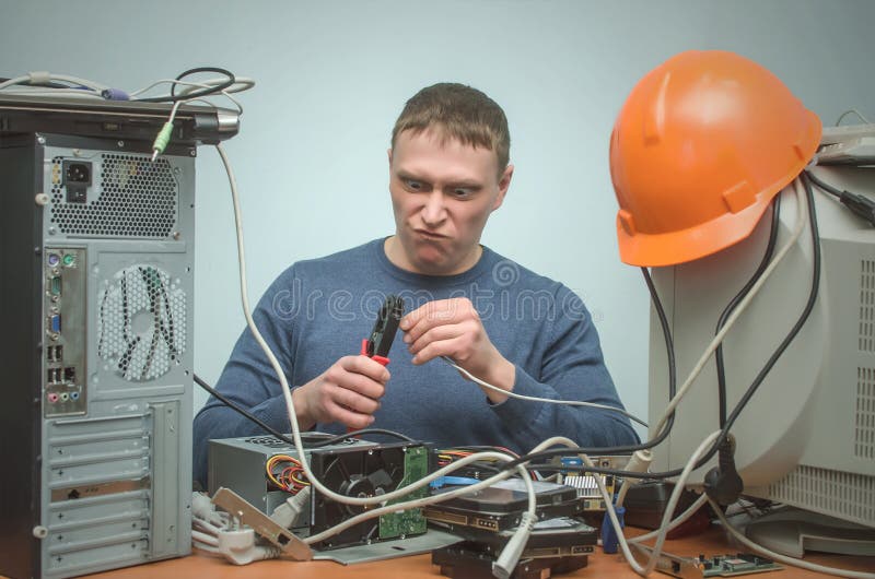 Computer Repairman. Computer Technician Engineer. Support Service ...