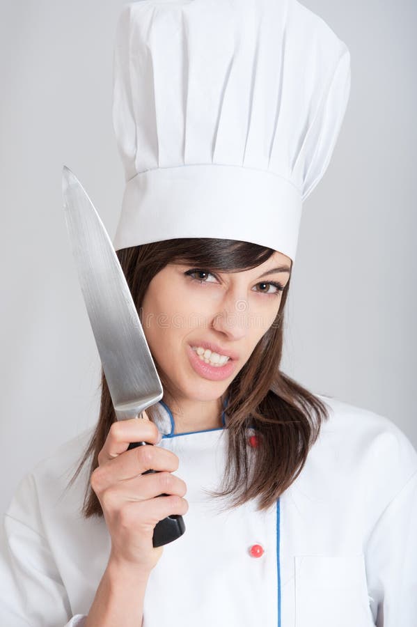 Crazy cook stock photo. Image of spooky, chopping, girl - 20306664