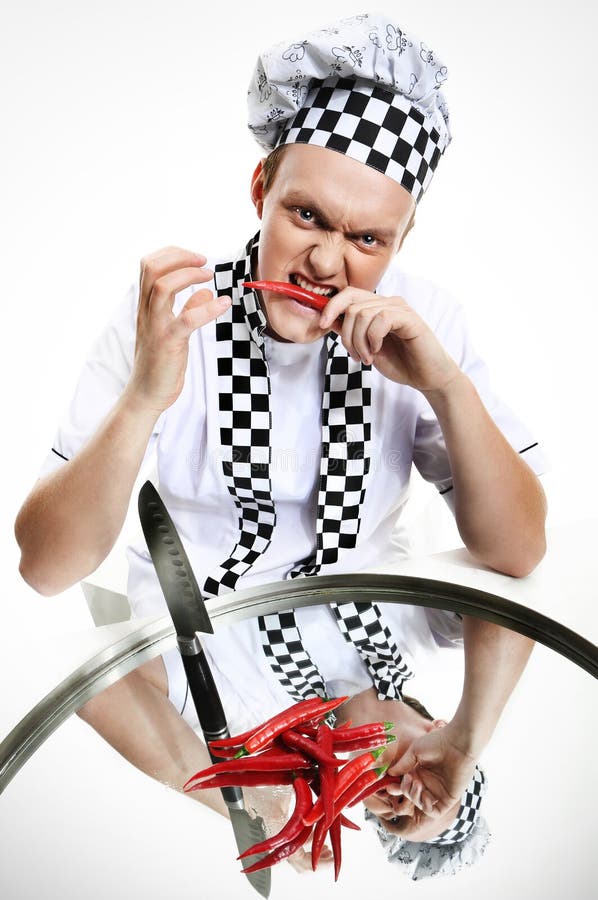 Crazy cook stock photo. Image of handsome, cook, chilli - 40076312