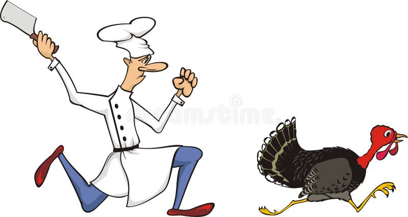 Crazy cook and turkey stock vector. Illustration of turkey - 20488982