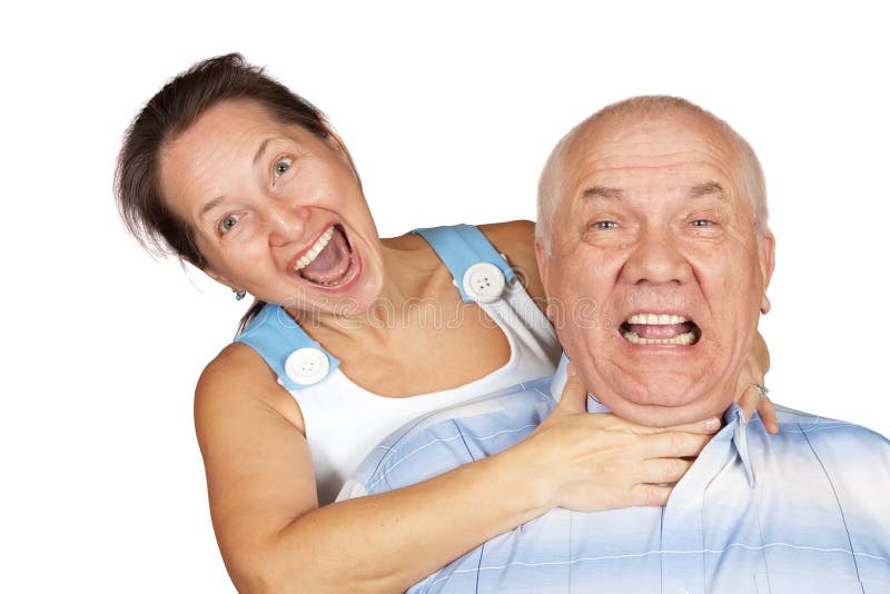 Crazy Couple Standing in Red Cabriolet Stock Photo - Image of adult ...