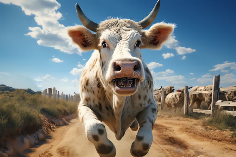 Crazy cow, AI generated stock illustration. Illustration of concept ...