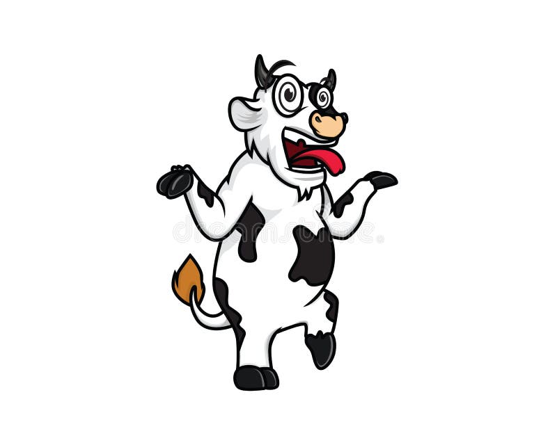 Crazy Cow Mascot Illustration Vector Stock Vector - Illustration of ...