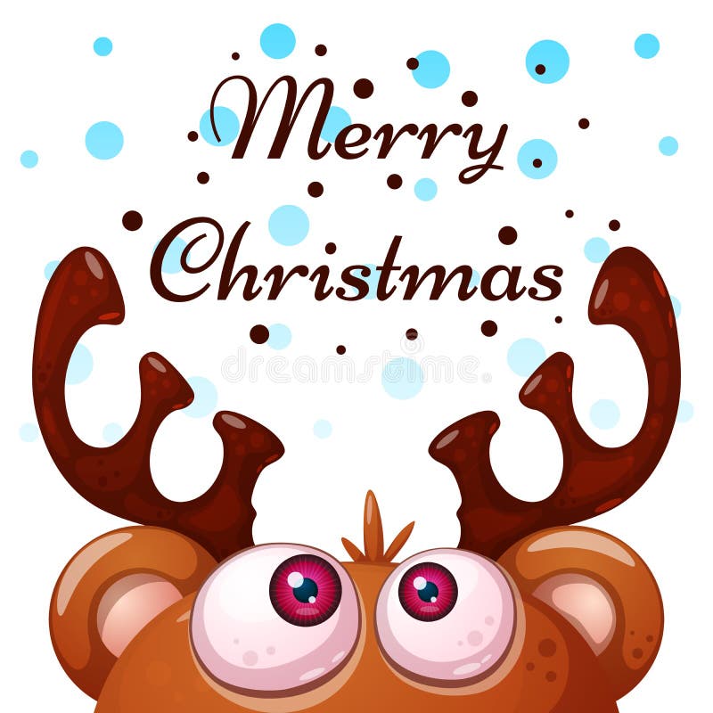 Crazy Deer. Cartoon Winter Landscape Stock Vector - Illustration of ...