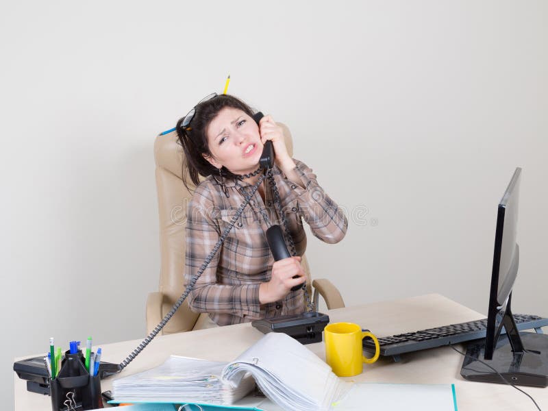 Crazy day in office stock photo. Image of upset, business - 61801154