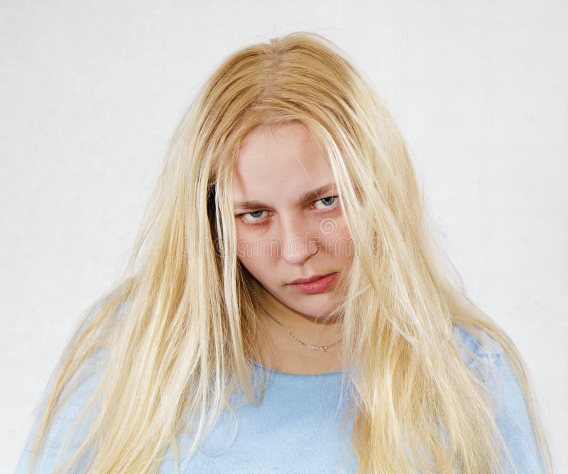 Crazy disheveled woman stock image. Image of portrait - 24064223