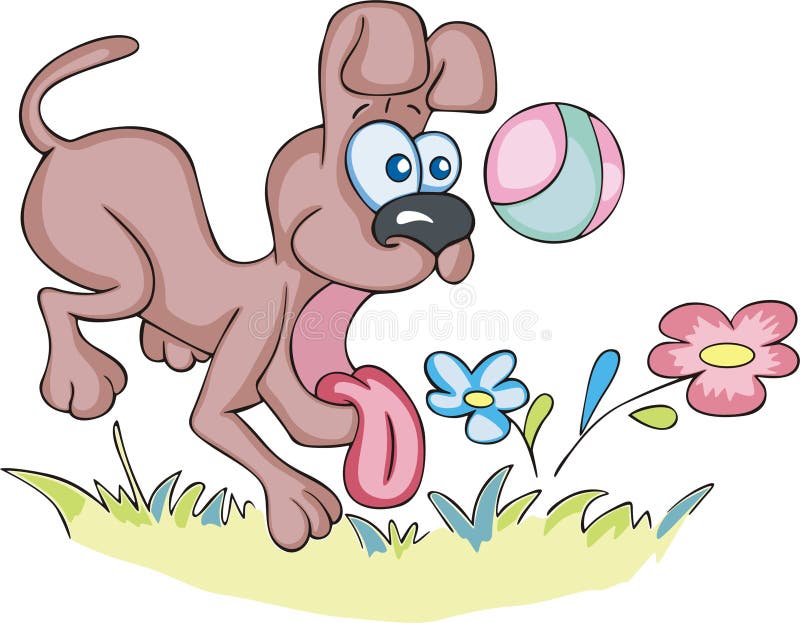 Crazy dog playing a ball stock vector. Illustration of cartoon - 17398412