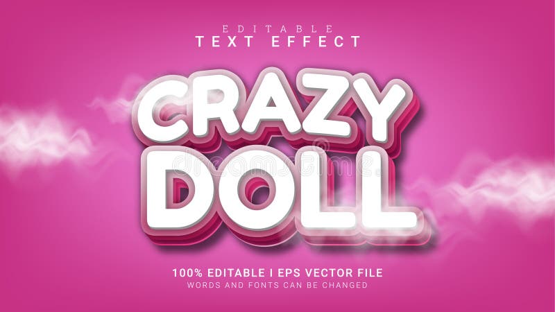 Crazy Doll Editable Text Effect Vector Illustration Stock Vector - Illustration of logotype ...