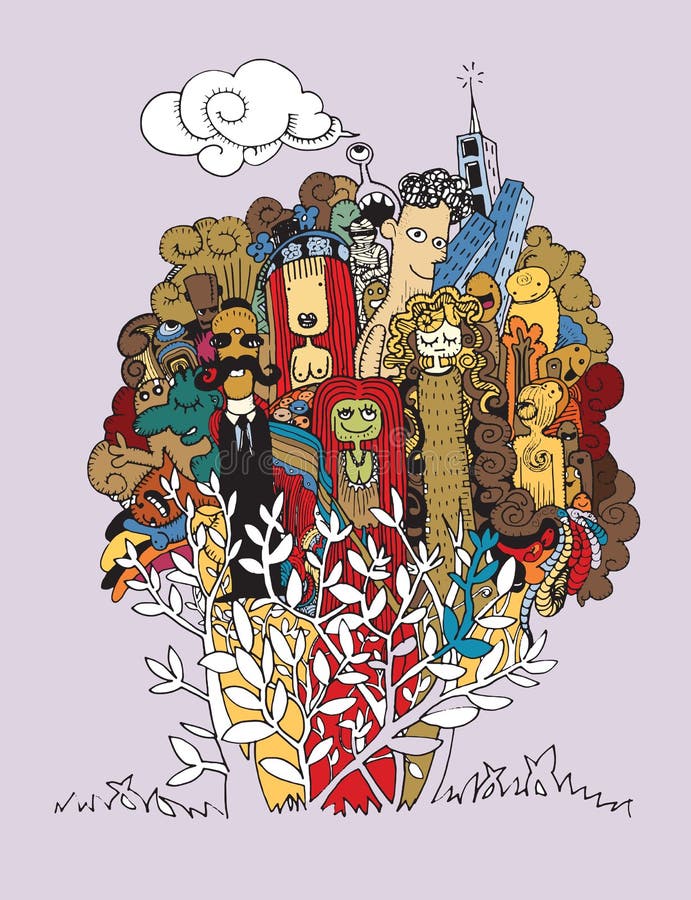 Crazy Doodle City,doodle Drawing Style Stock Vector - Illustration of ...