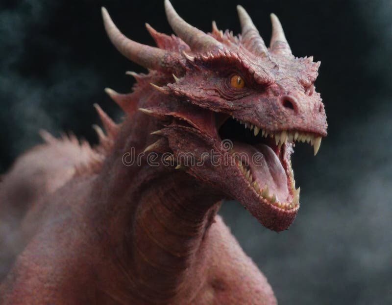 Closeup angry dragon face. stock illustration. Illustration of angry ...