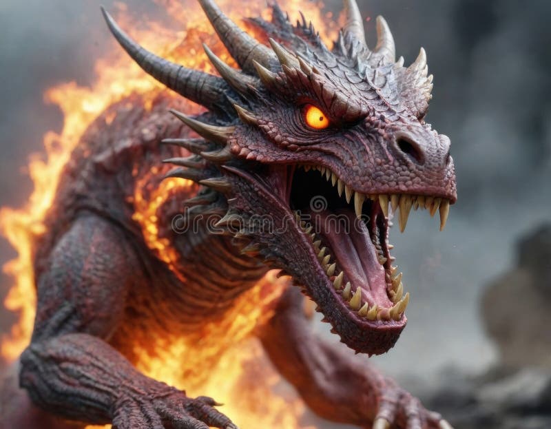 Closeup angry dragon face. stock illustration. Illustration of monument ...