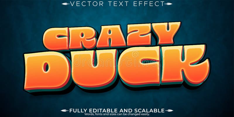 Crazy Duck Text Effect, Editable Cartoon and Kids Text Style Stock ...