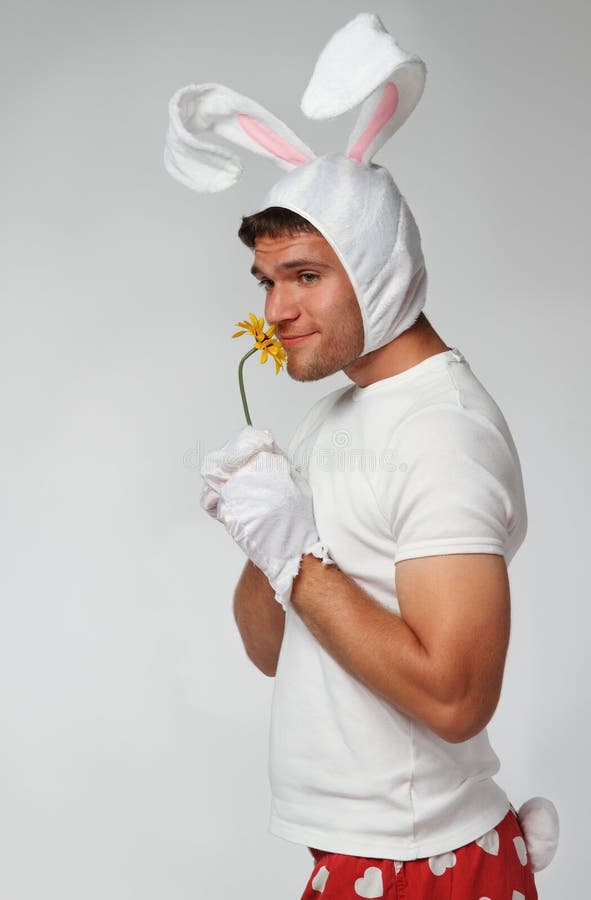 Man wearing bunny ears stock photo. Image of shoulders - 22516914