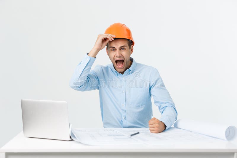 Crazy Engineer or Scientist Repairing Computer Stock Photo - Image of ...