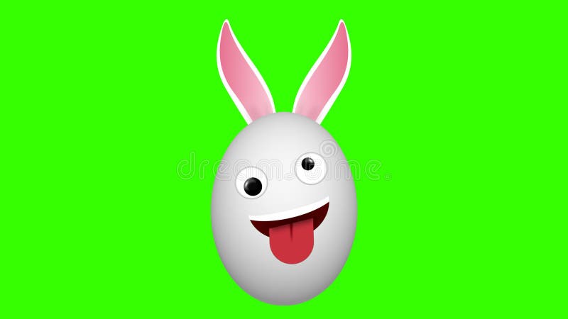 Crazy Expression Easter Bunny on Green Screen Stock Illustration ...