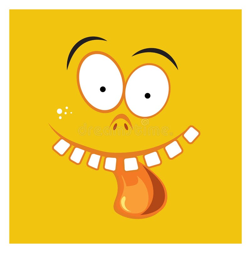 Crazy Face Expression. Funny Monster Square Portrait Stock Vector ...