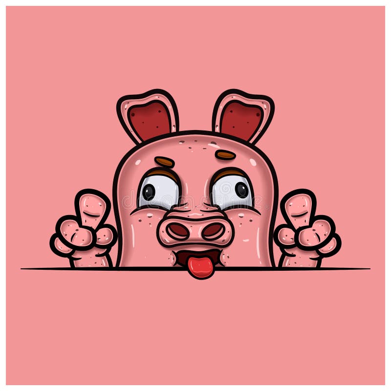 Crazy Face Expression with Pig Cartoon Stock Vector - Illustration of ...
