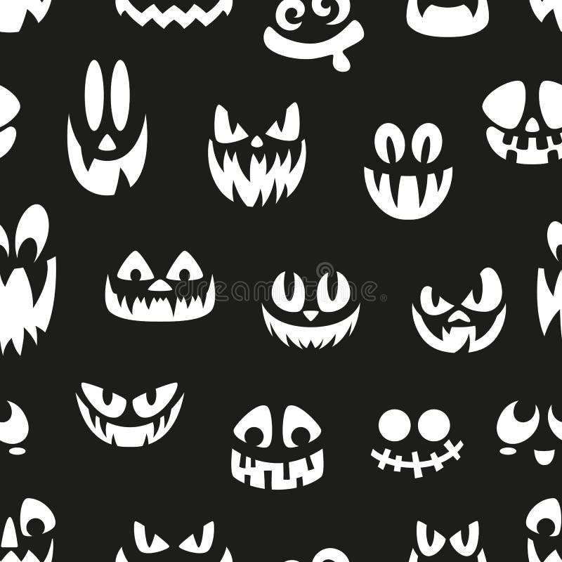 Crazy Faces Seamless Pattern. Scary Face, Emotions of Ghost or Angry ...