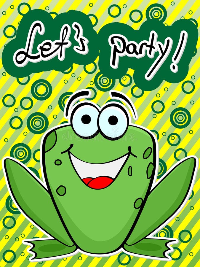 Crazy frog party cartoon stock vector. Illustration of greetings - 37465517