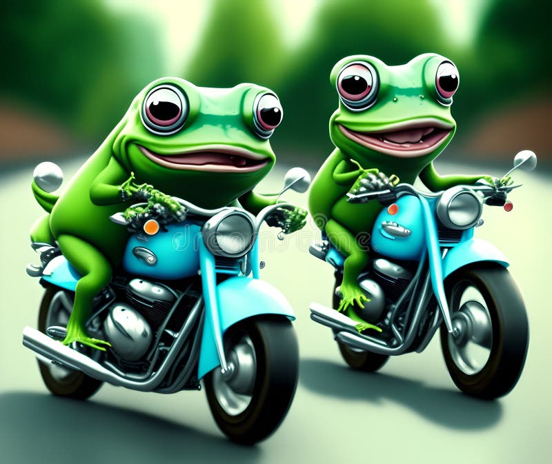 Crazy Frog on Motorcycle, Generative AI Illustration Stock Illustration ...
