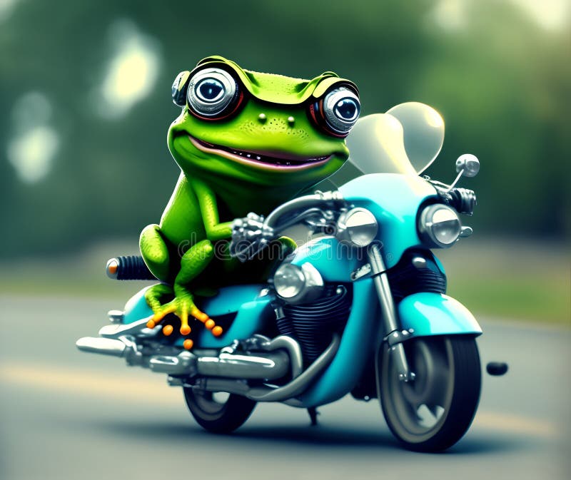 Crazy Frog on Motorcycle, Generative AI Illustration Stock Illustration ...