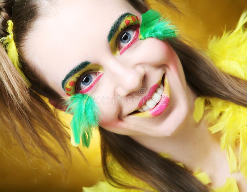 Crazy girl, bright make up stock photo. Image of bright - 98403042