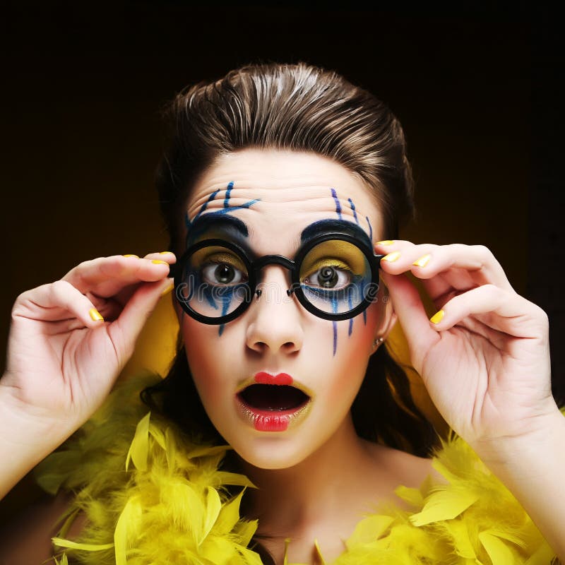 Crazy Girl, Creative Make Up Stock Photo - Image of colorful ...
